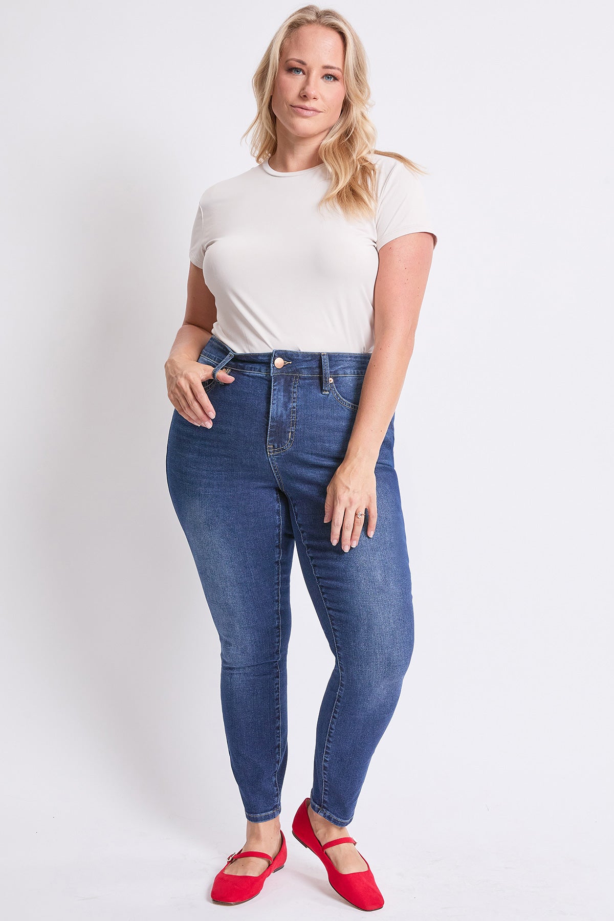 Women's Plus High Rise Basic 5 Pocket Skinny Jeans from ROYALTY FOR ME – YMI JEANS