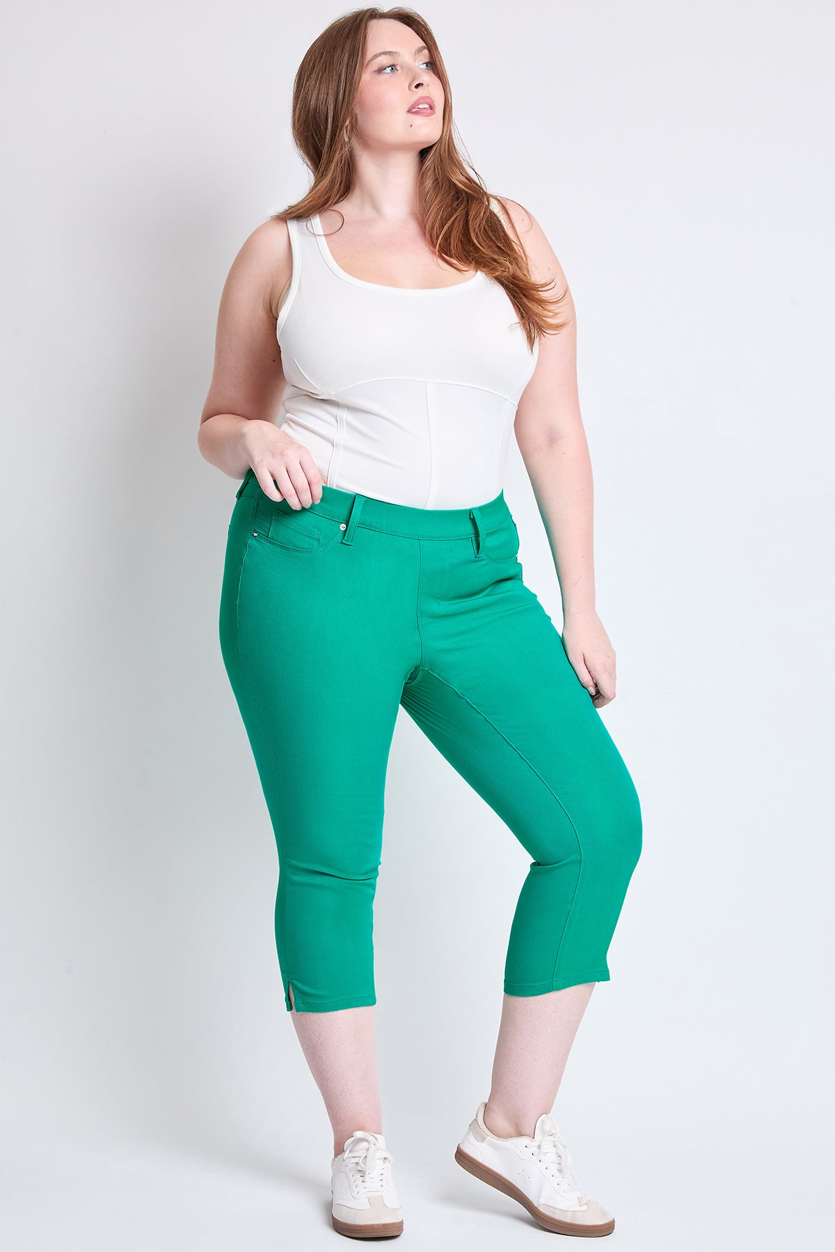 Women's Plus Hyperstretch Pull On Capri, Caribbean from YMI – YMI JEANS