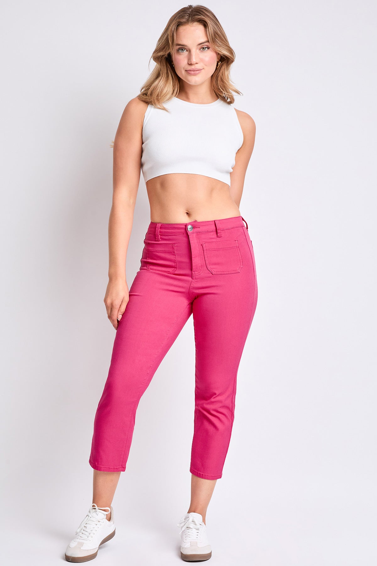 Women's Hyperstretch High Rise Crop Straight Leg Pants, French Pink ...