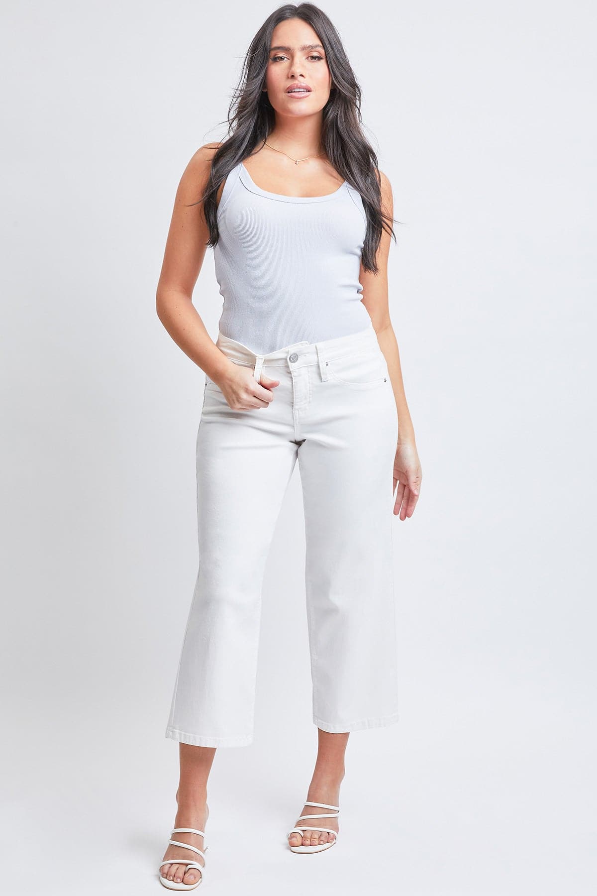 Women's Hyperstretch High Rise Cropped Wide Leg Flood Pants, White from ...